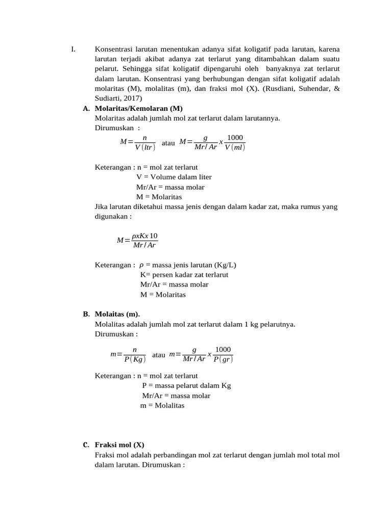 Contoh Soal Sifat Akoligatif Instrumen E-Modul | PDF
