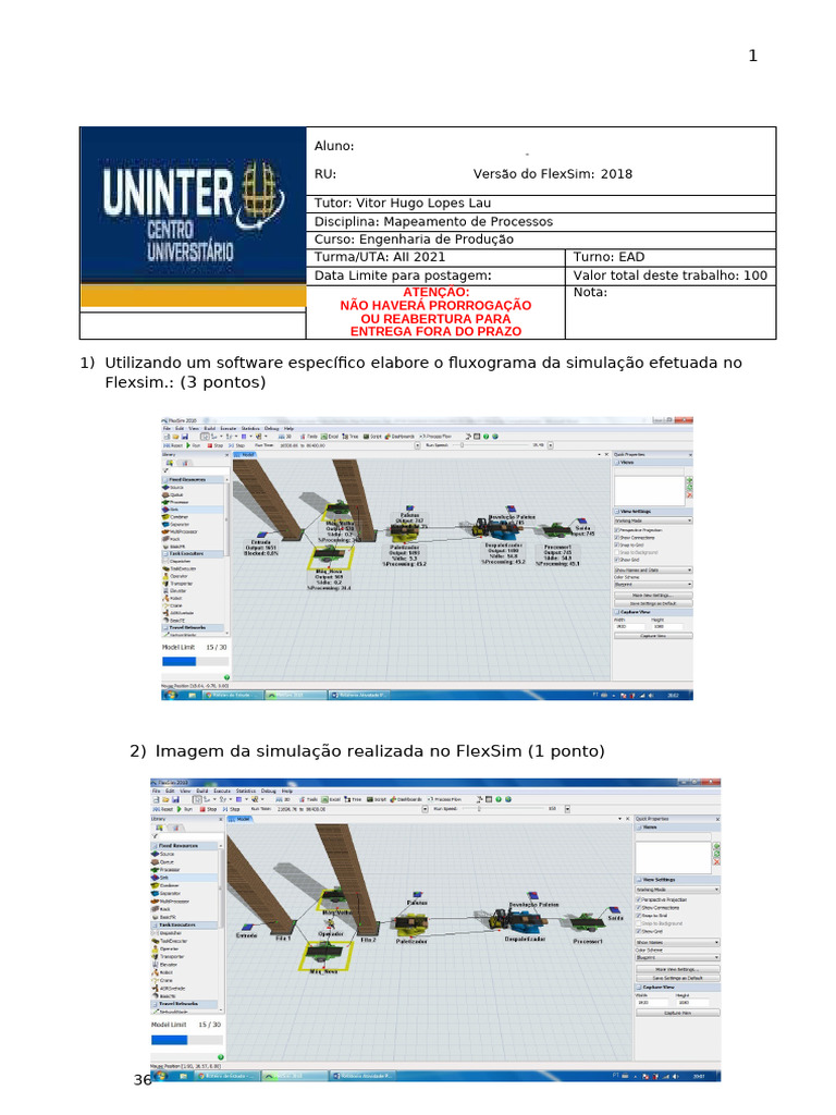 Relatorio Atividade Pratica FlexSim - Map Processos - Ead | PDF | Computadores