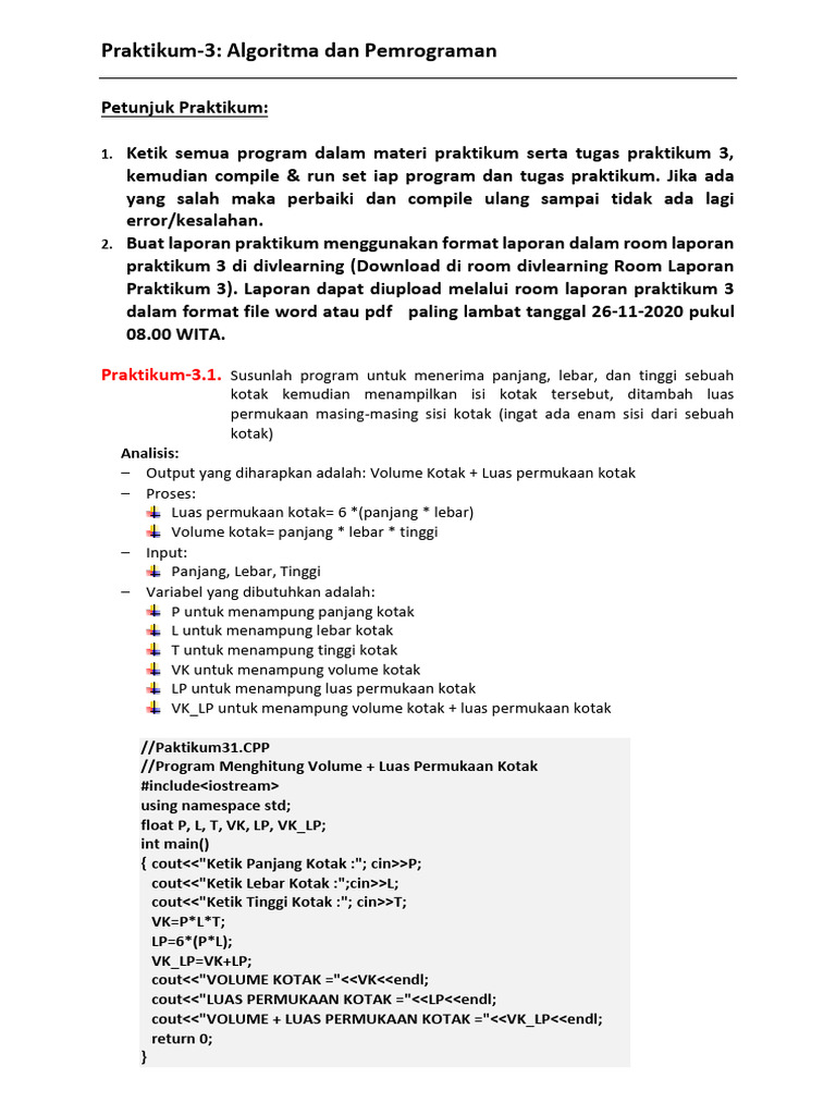 Praktikum Algoritma dan Pemrograman C++ | PDF