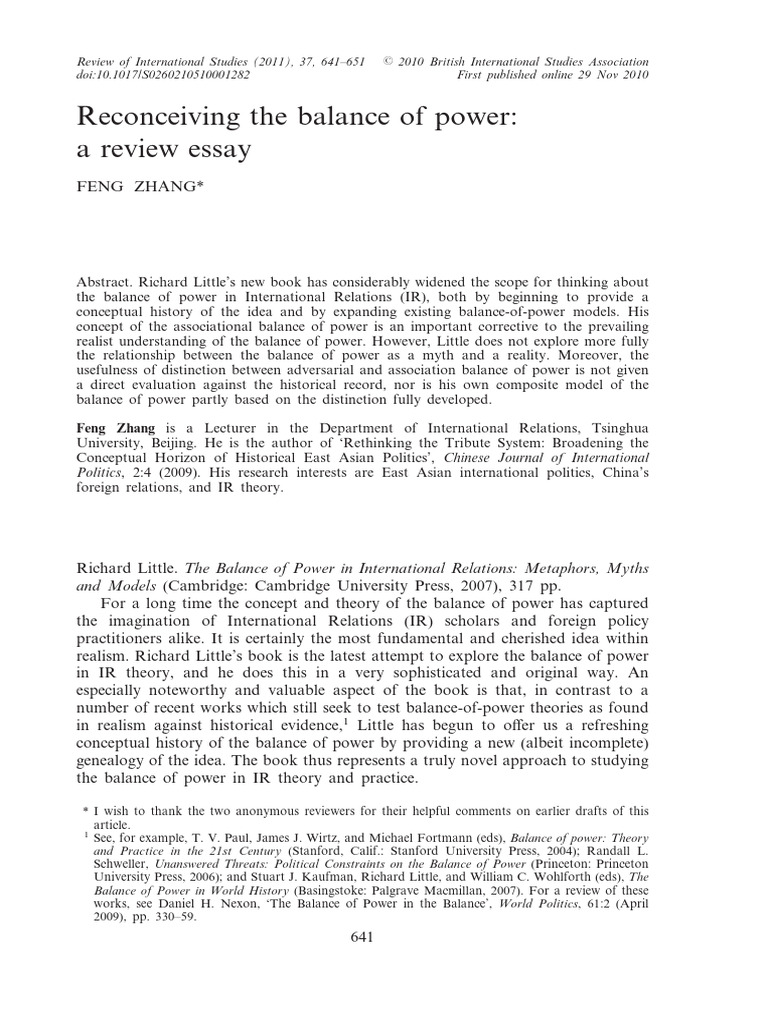 Reconceiving The Balance of Power | PDF | Polarity (International ...