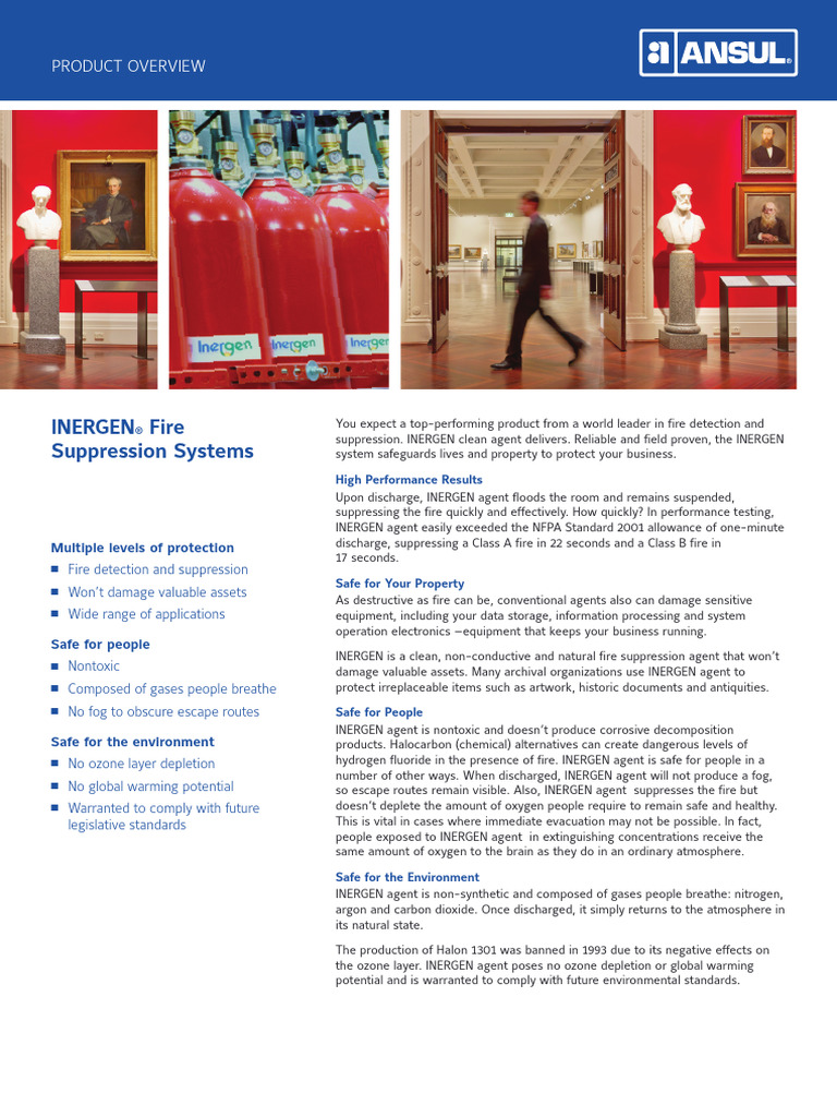 ANSUL INERGEN Clean Agent Systems Product Profile Flyer | PDF | Ozone ...