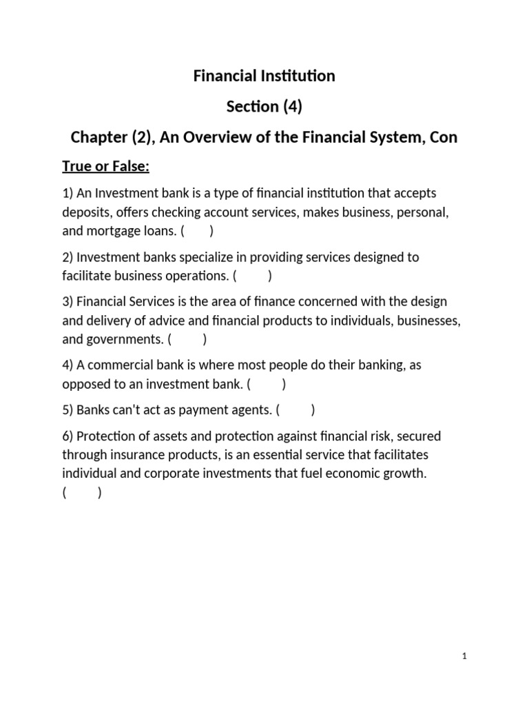 Section 4, Financial Institution | PDF | Securities (Finance) | Banks