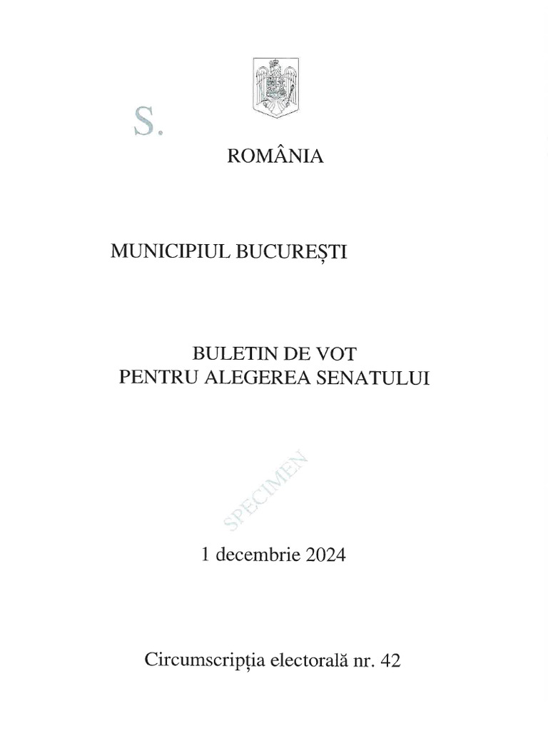 Macheta Buletin Vot Senat 2024 | PDF