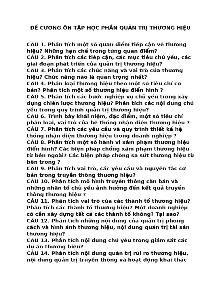 ĐỀ CƯƠNG QTTH | PDF