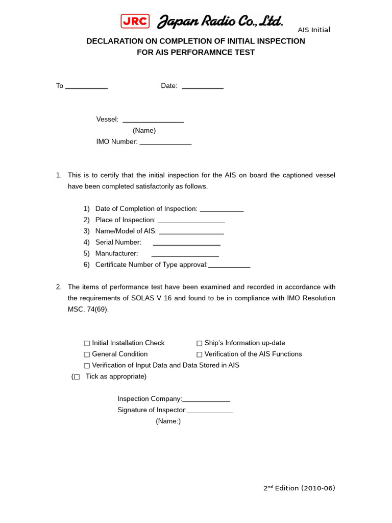 Ais Initial Inspection-2 | PDF | Verification And Validation | Compass