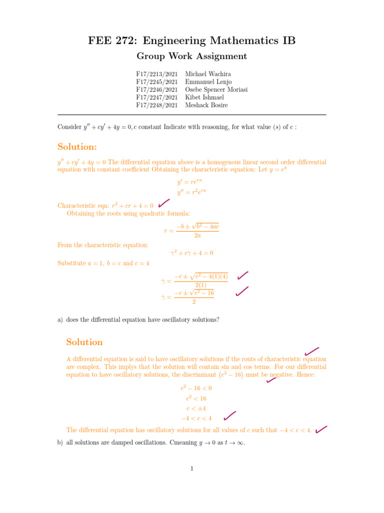 Compiled Solutions | PDF | Oscillation | Equations