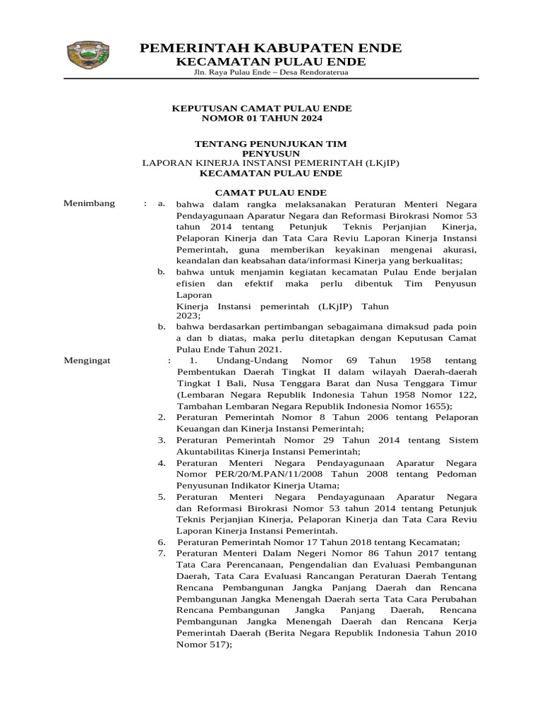 Contoh SK Tim Penyusun | PDF | Sains & Matematika