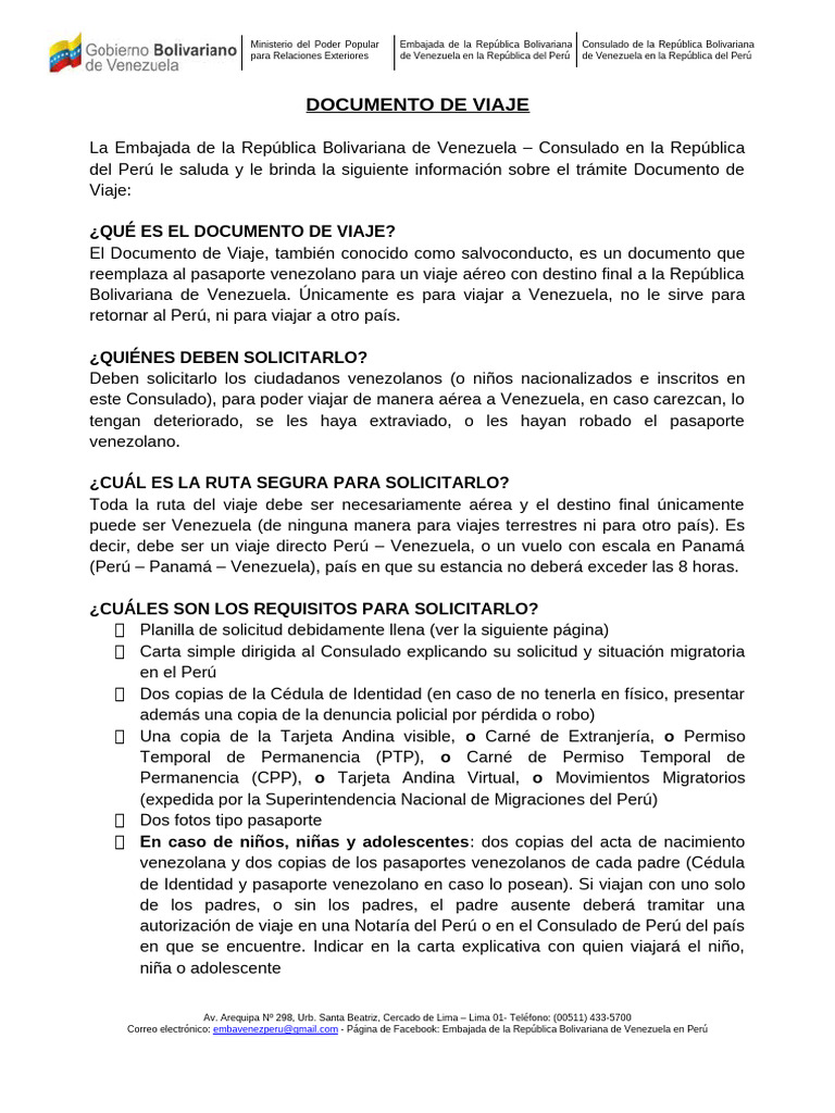 Requisitos para Documento de Viaje a Venezuela | PDF | Documento de ...