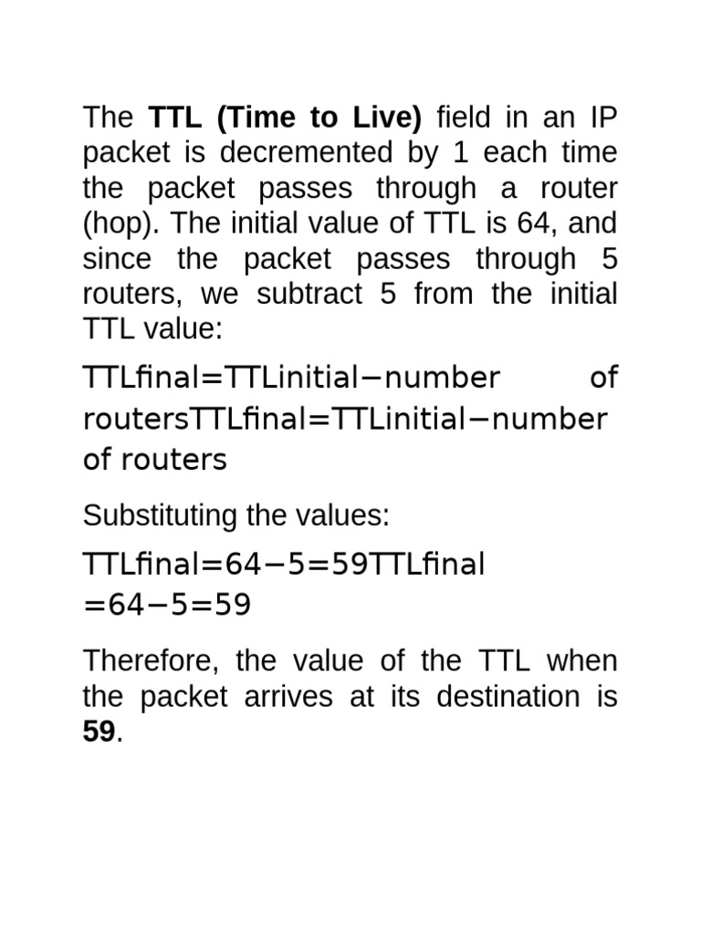 Understanding IP Packet TTL Calculation | PDF