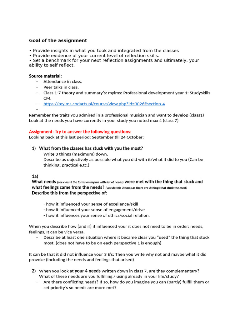 Reflective Assignment on Class Insights | PDF | Behavioural Sciences | Cognitive Science