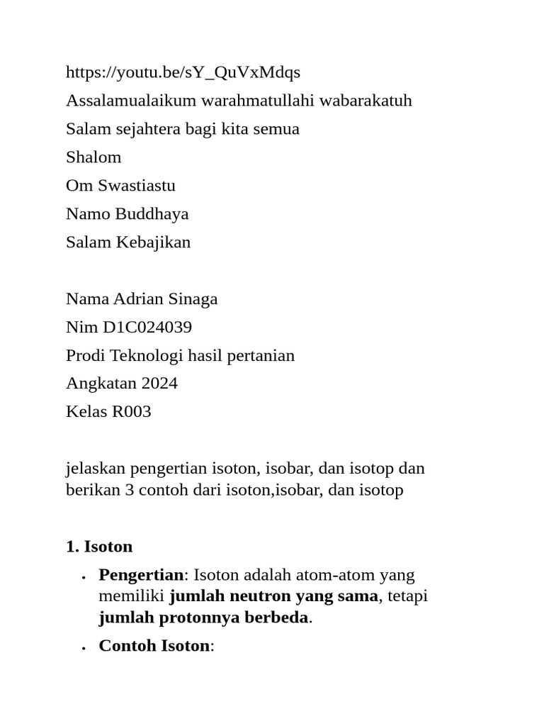 Pengertian Isoton, Isobar, dan Isotop | PDF