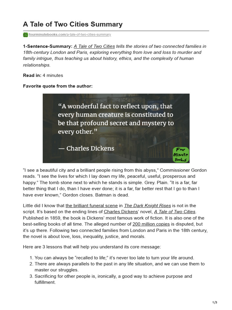 A Tale of Two Cities Summary ٢ | PDF | A Tale Of Two Cities