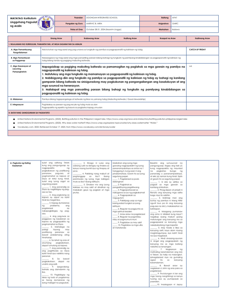 GMRC4 Q2 W6 DLL | PDF