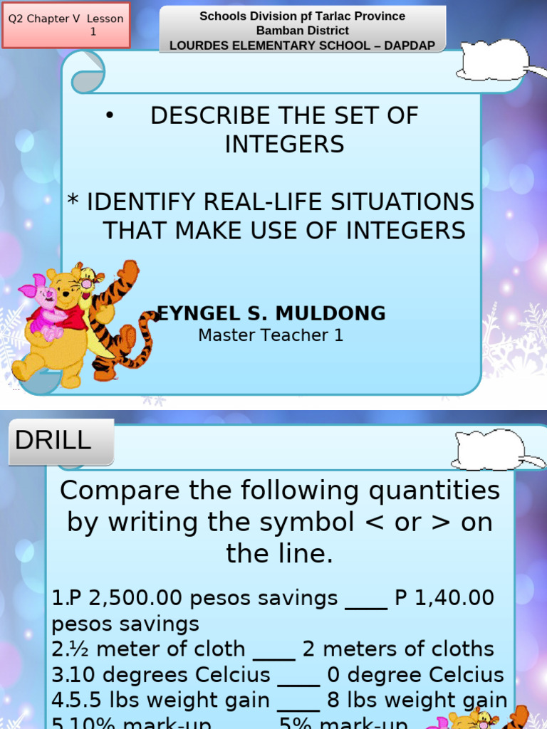 Q2 Math 6 Chapter V Lesson 1 The Set of Integers (Describe - Identify... ) | PDF | Arithmetic ...