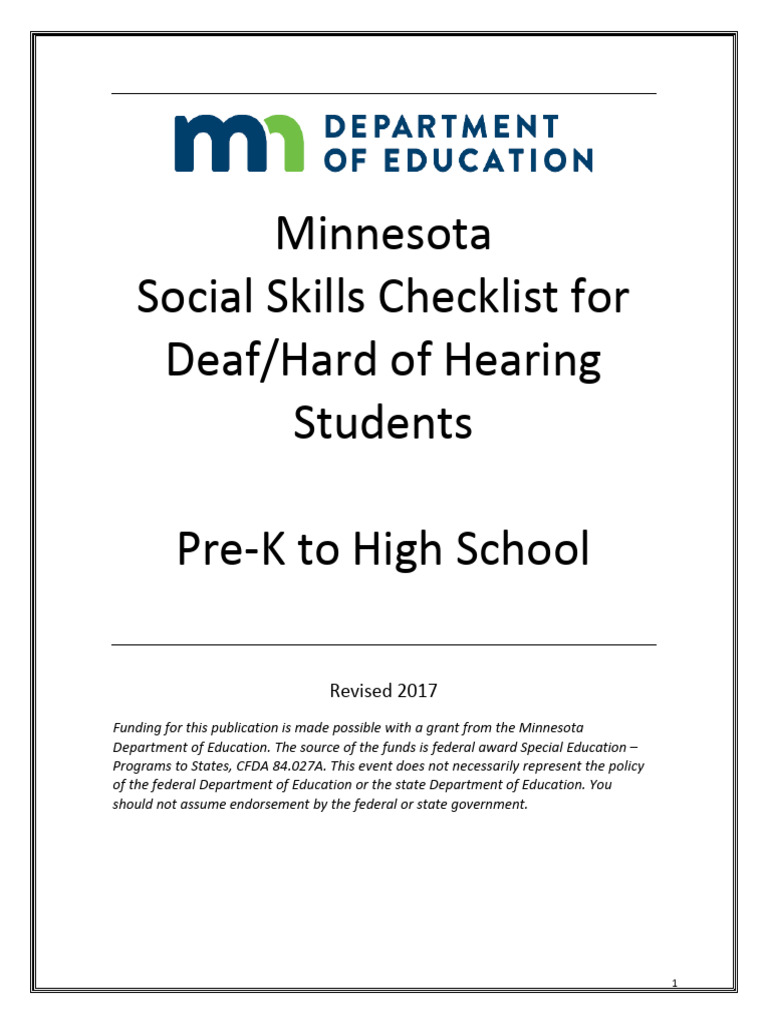 Minnesota Social Skills Checklist | PDF | Bullying | Individualized ...