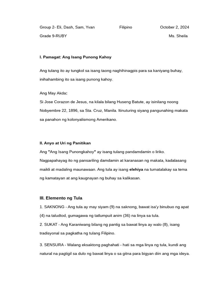 Pagsusuri NG Tula | PDF