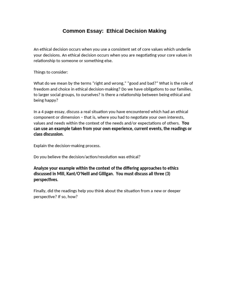 Ethical Decision Making Question 2024 | PDF
