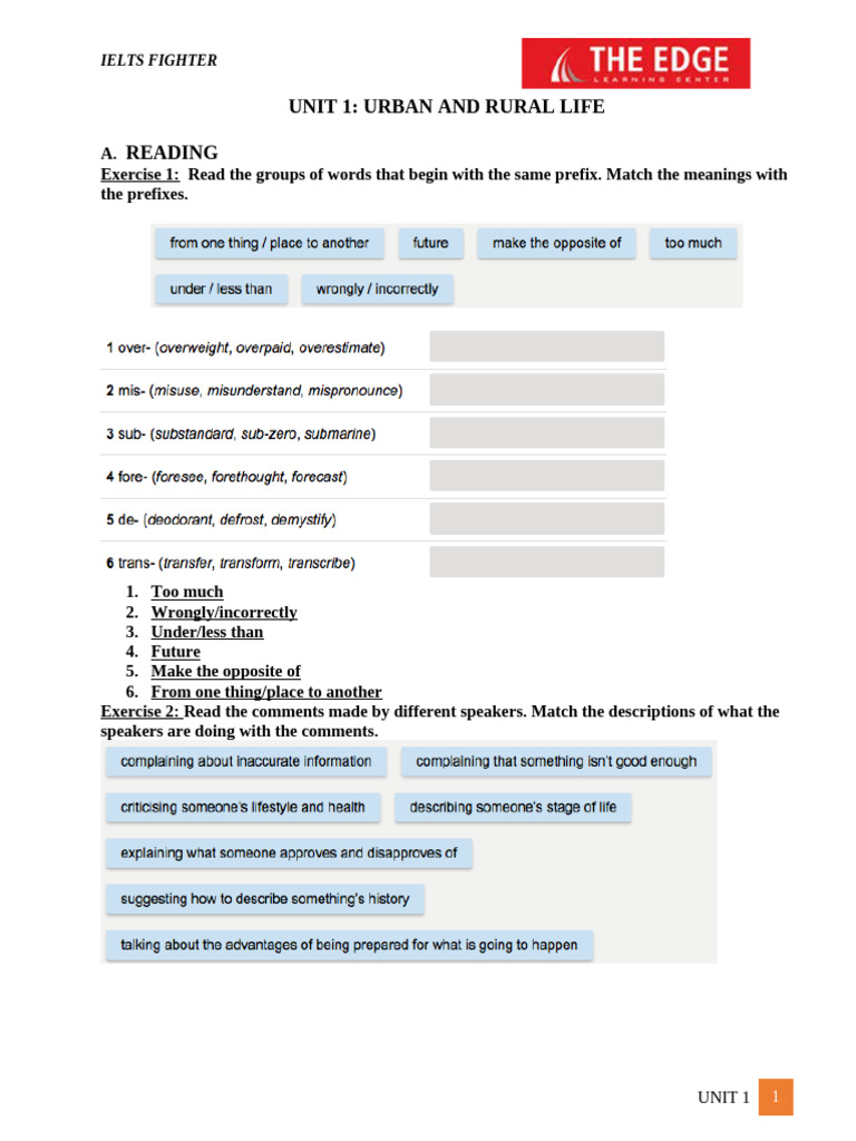 Unit 1 Student Pdf International English Language Testing System