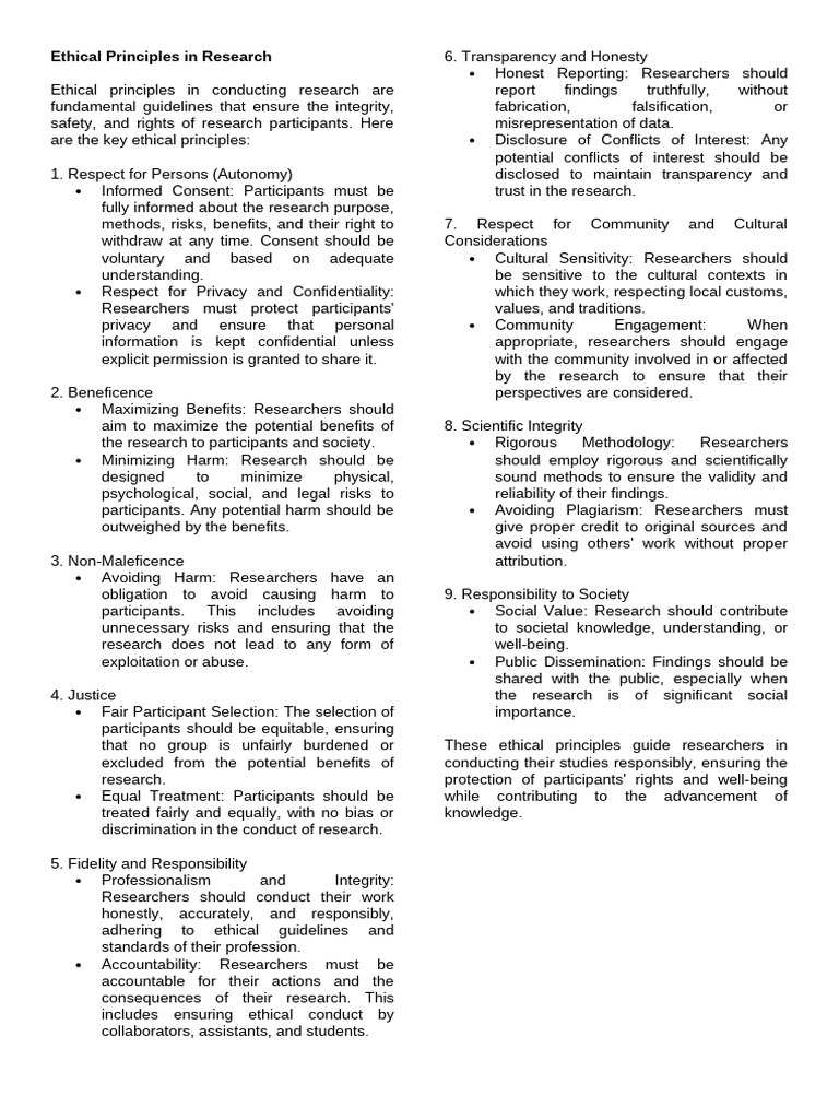 Ethical Principles in Research | PDF | Conflict Of Interest | Integrity
