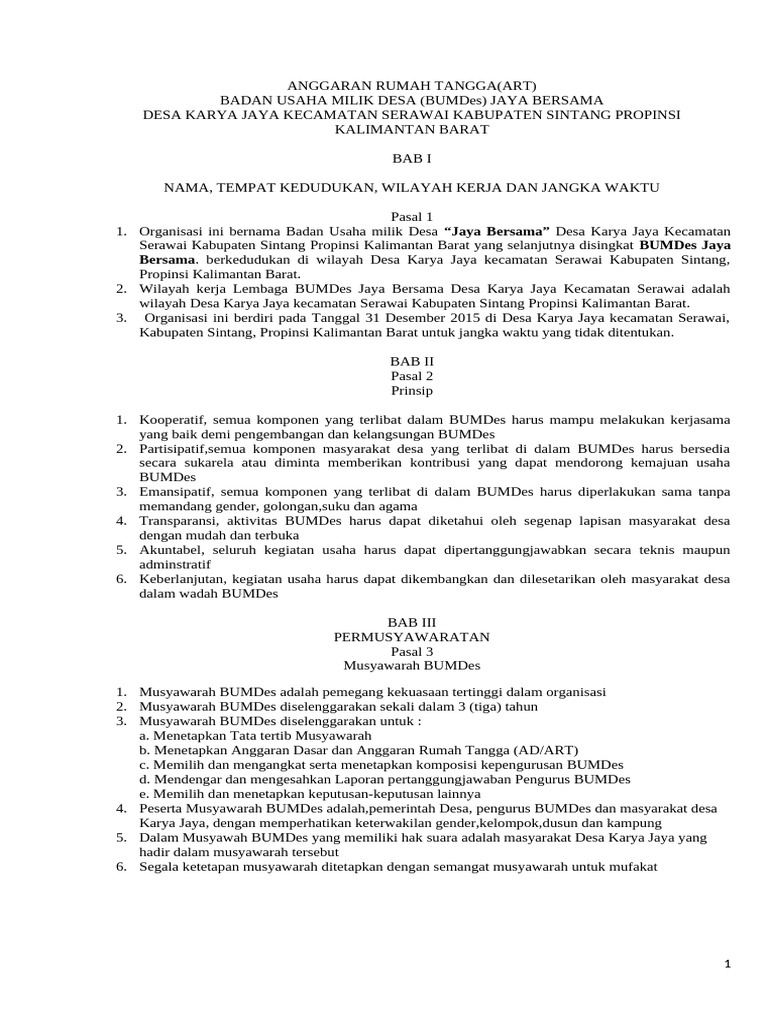Contoh Art Bumdes | PDF | Griya & Taman