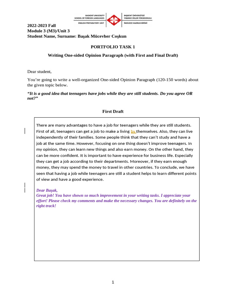 Başak M. Coşkun Task 1 Final | PDF | Career & Growth | Business