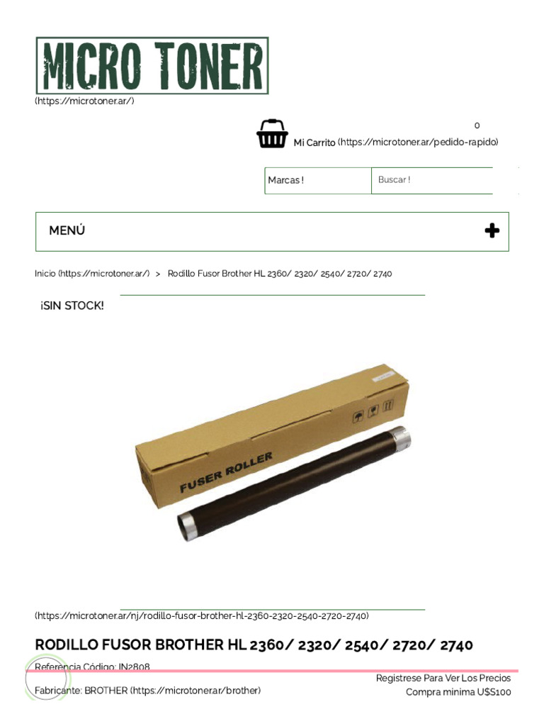 Rodillo Fusor Brother HL 2360 - 2320 - 2540 - 2720 - 2740 - Tienda ...