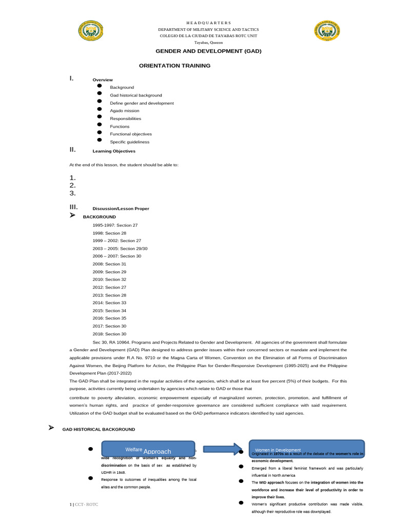 Gender and Development Training Overview | PDF | Gender And Development | Gender Studies