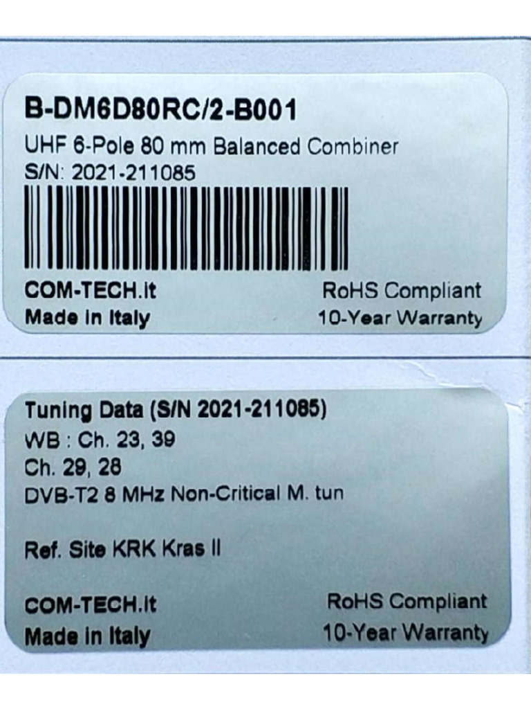 KRK Kras Com-Tech DVB-T2 - Serial | PDF