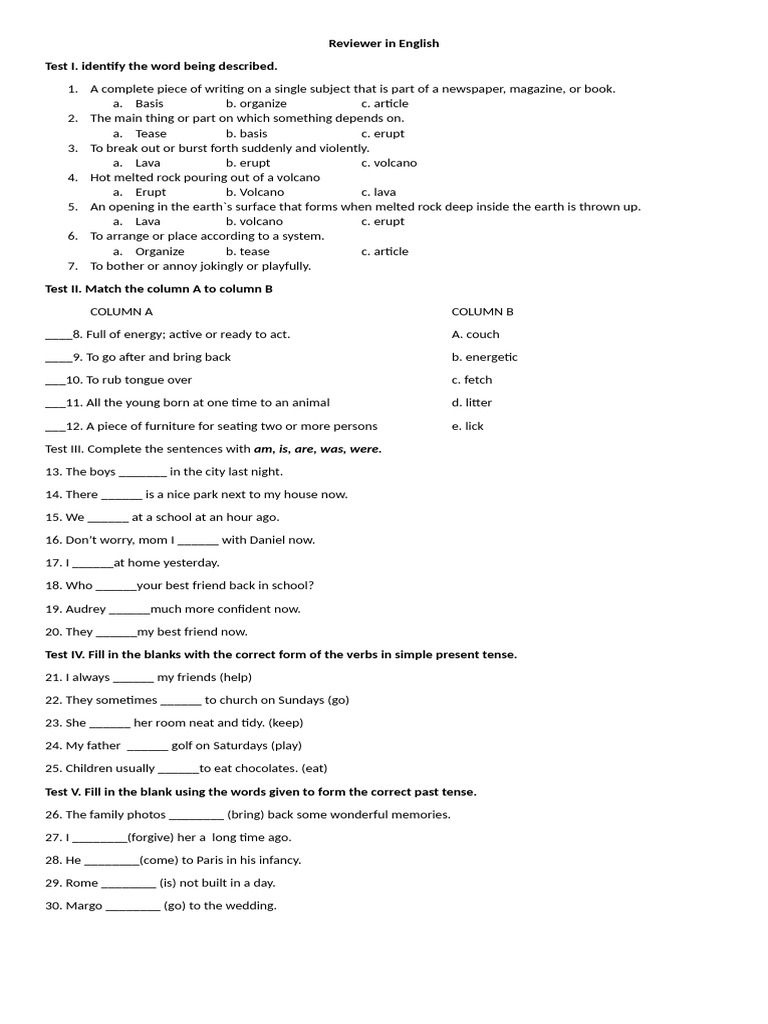 Comprehensive Review for English, Math, Filipino, Science, and Arts ...