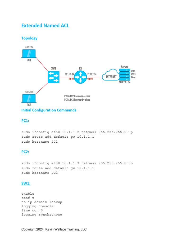 Extended Named Acl Lab Pdf Transmission Control Protocol Port Computer Networking