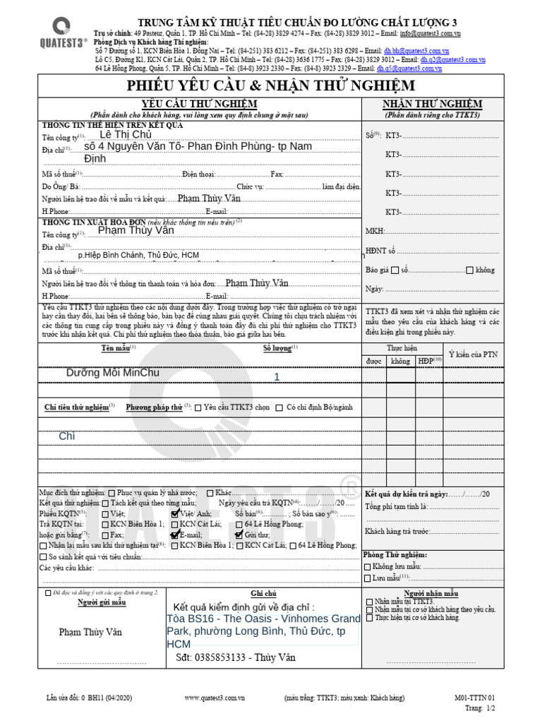 Form Thong Tin KD | PDF
