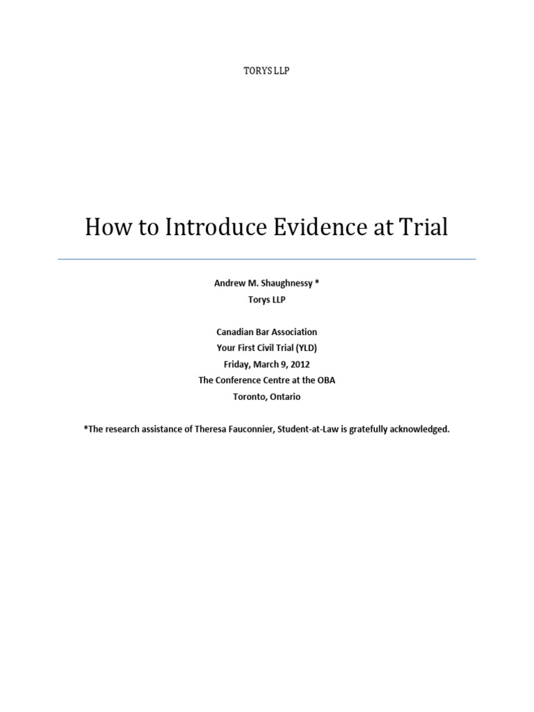 2.1 How-to-Introduce-Evidence-at-Trial-by-Andrew-Shaughnessy-2 | PDF ...