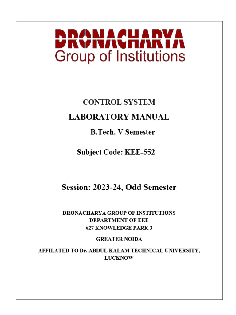 Control System Lab EEE 5th Sem 14092023 | PDF | Window (Computing ...