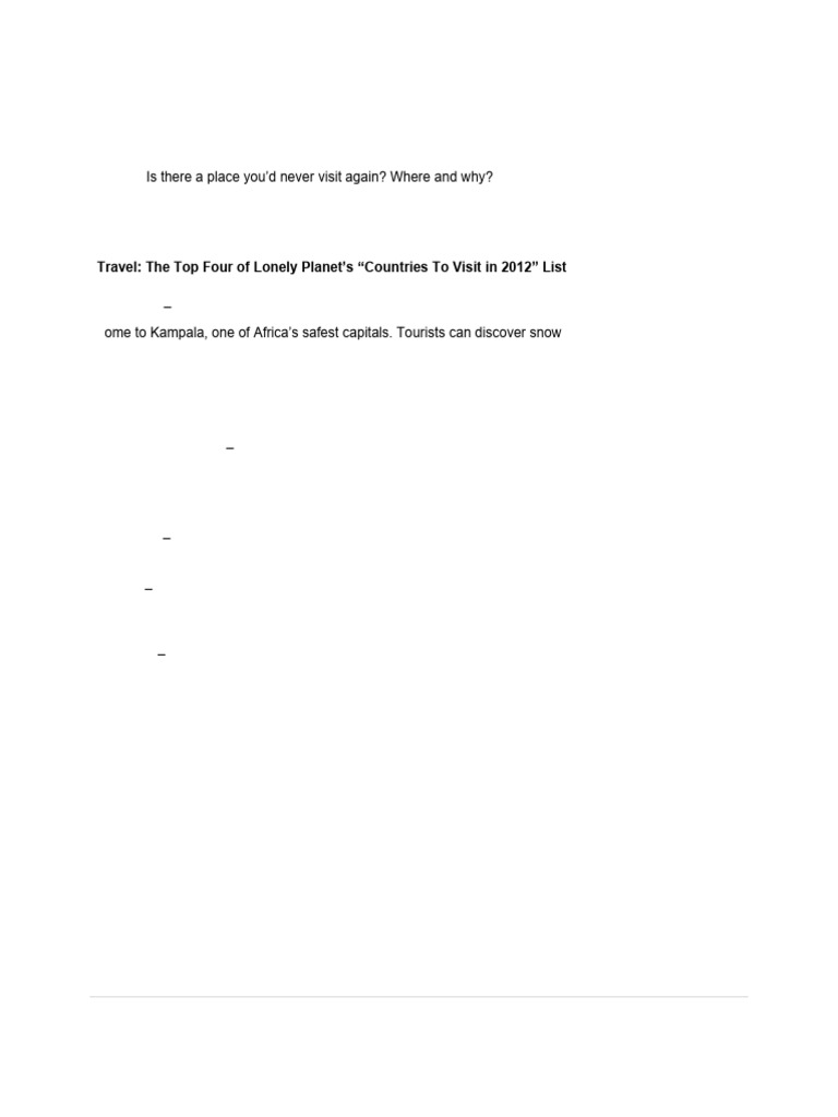 Travel Tourism ESL Intermediate 19042012 | PDF | Tourism