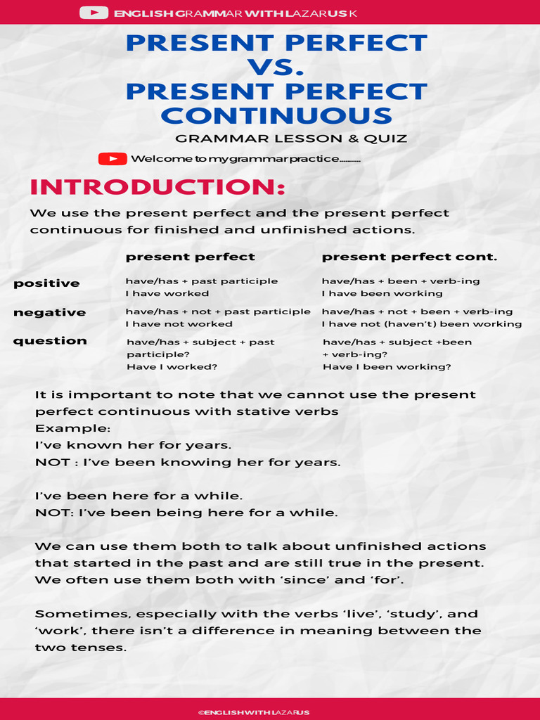 Present Perfect Cont | PDF | Linguistic Typology | Language Families