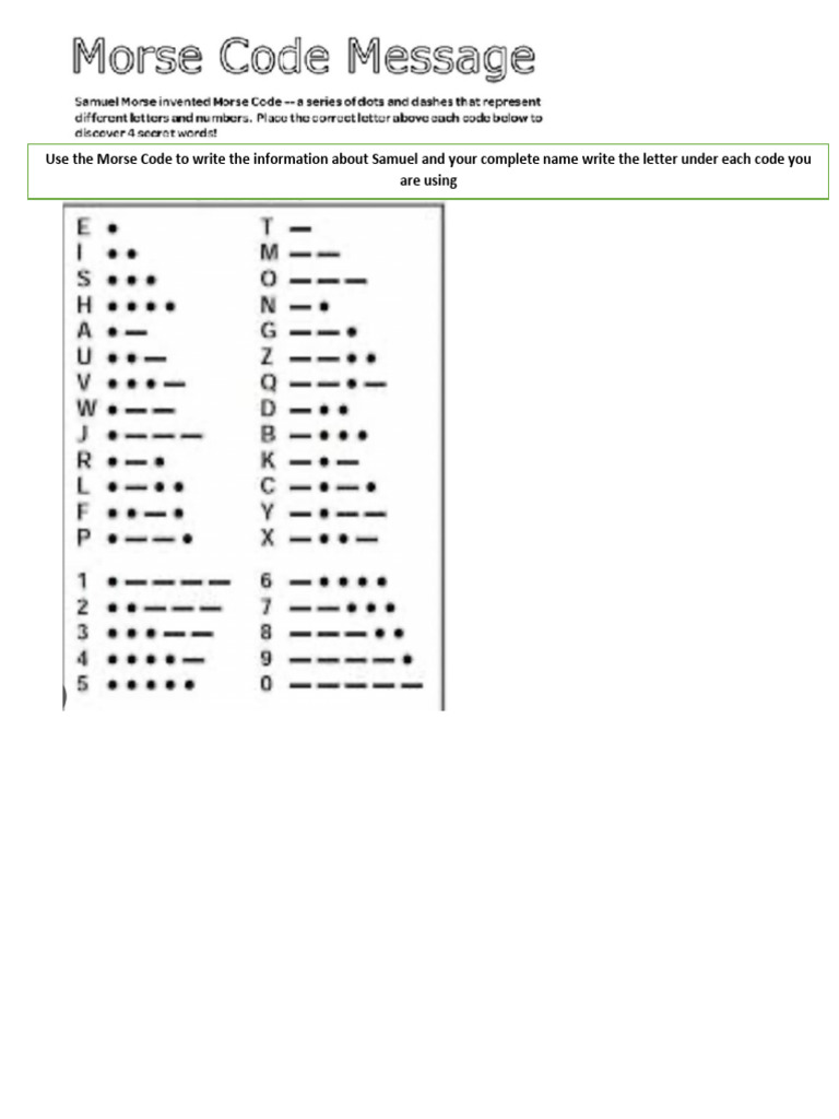 Morsh Code 7th Grade | PDF