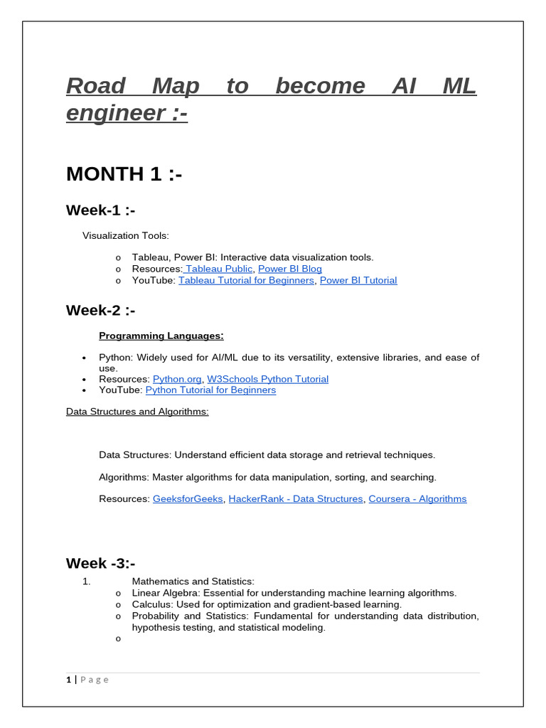 AI/ML Engineer Roadmap Guide | PDF | Machine Learning | Artificial ...