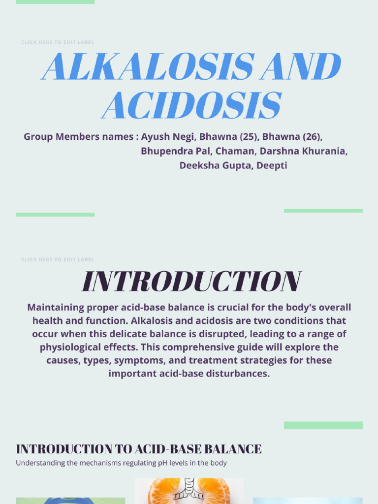 Understanding Alkalosis and Acidosis Presentation For B. SC MLT ...