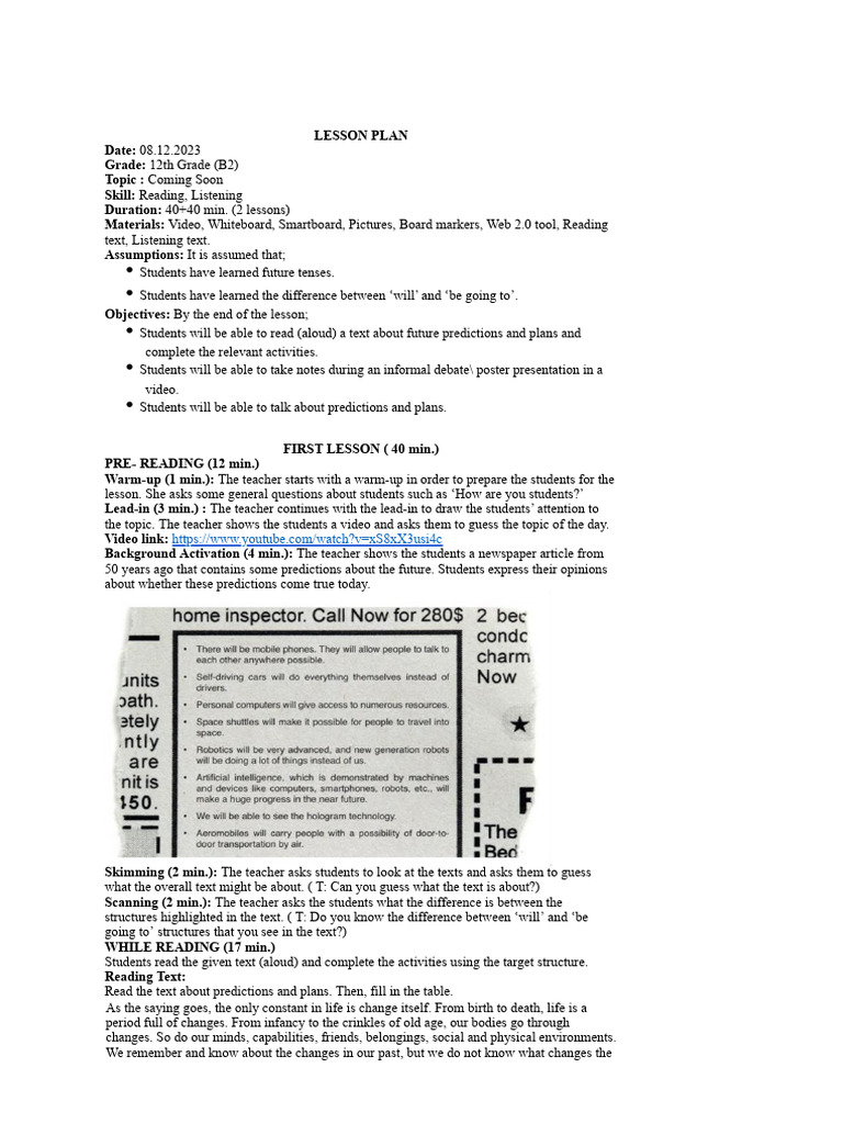 LESSON PLAN week 10 | PDF | Lesson Plan | Learning
