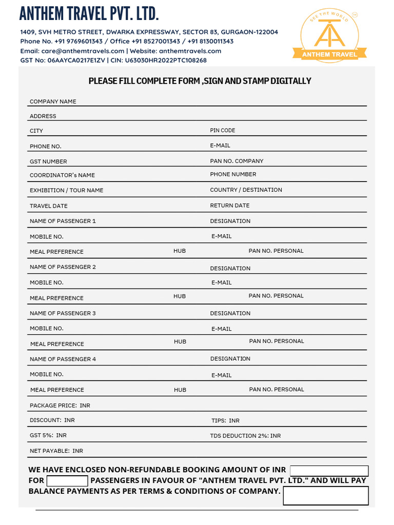 REGISTRATION FORM | PDF | Travel Visa | Value Added Tax