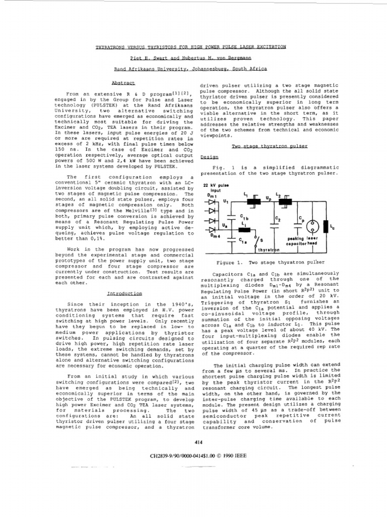 Thyratrons Versus Thyristors For High Power Pulse Laser Excitati | PDF | Electrical Equipment ...