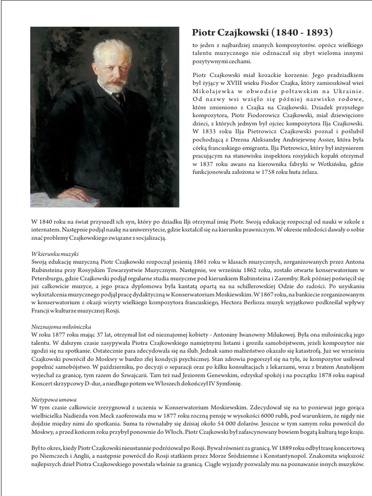 Piotr Czajkowski - Prezentacja Barbara Bachora 5a | PDF