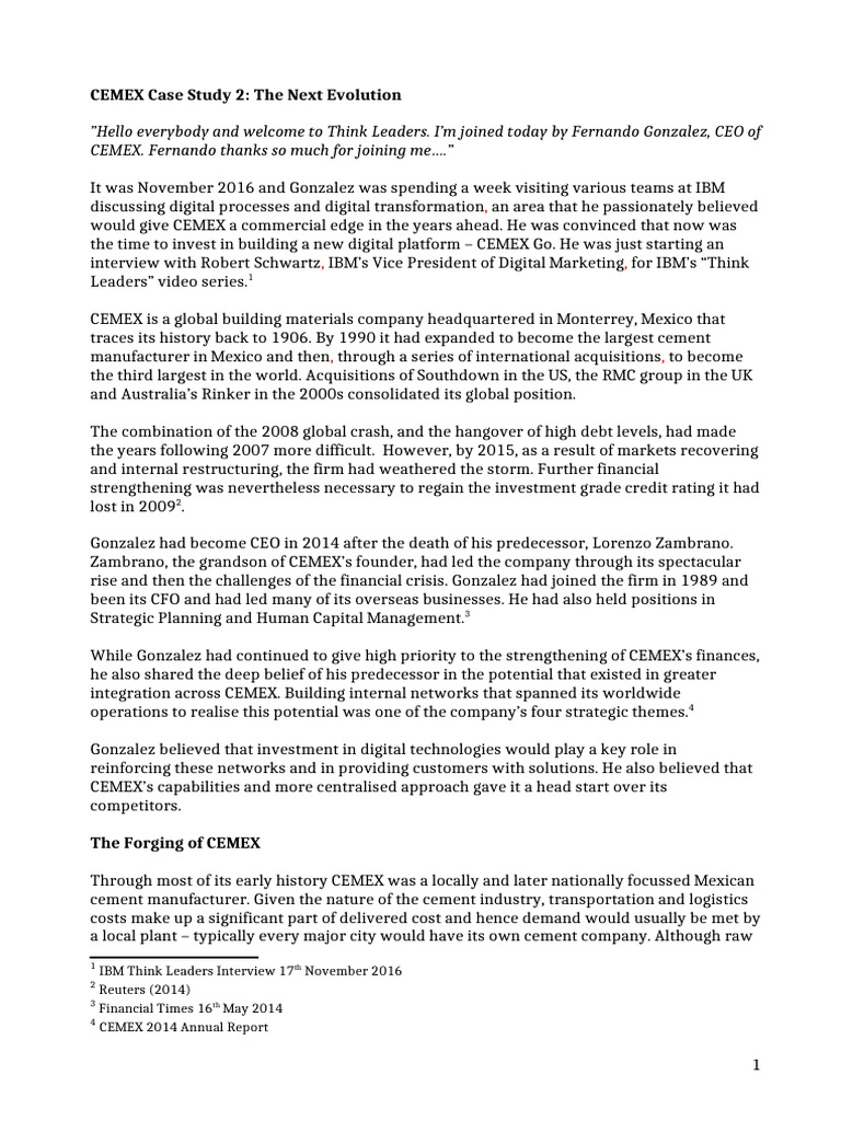 Cemex Case Study PART 2 | PDF | Mergers And Acquisitions | Economies