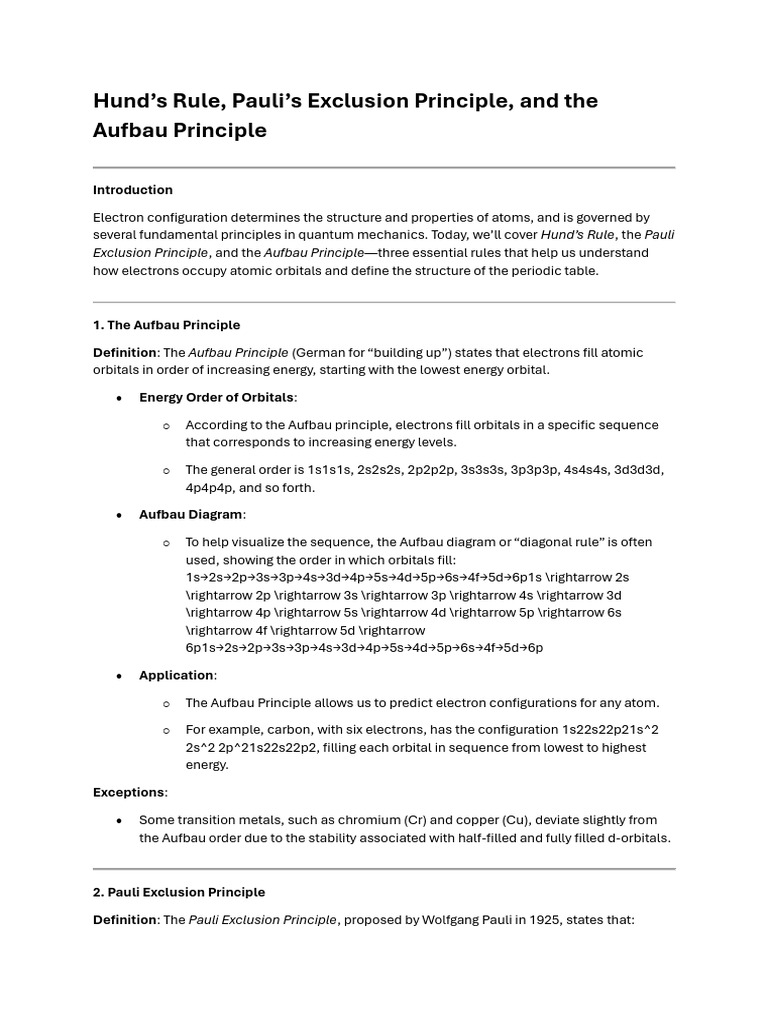 Hund's Rule, Pauli's Exclusion Principle, and The Aufbau Principle ...