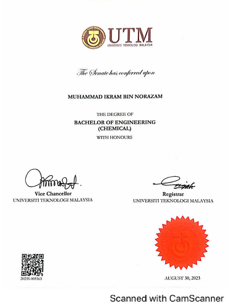 Ikram's UTM Graduation Proof | PDF