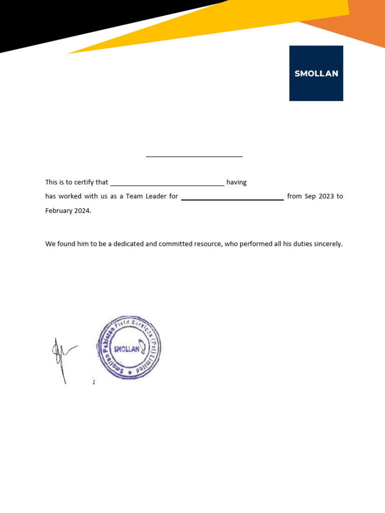 Smollan Expernce Letter | PDF