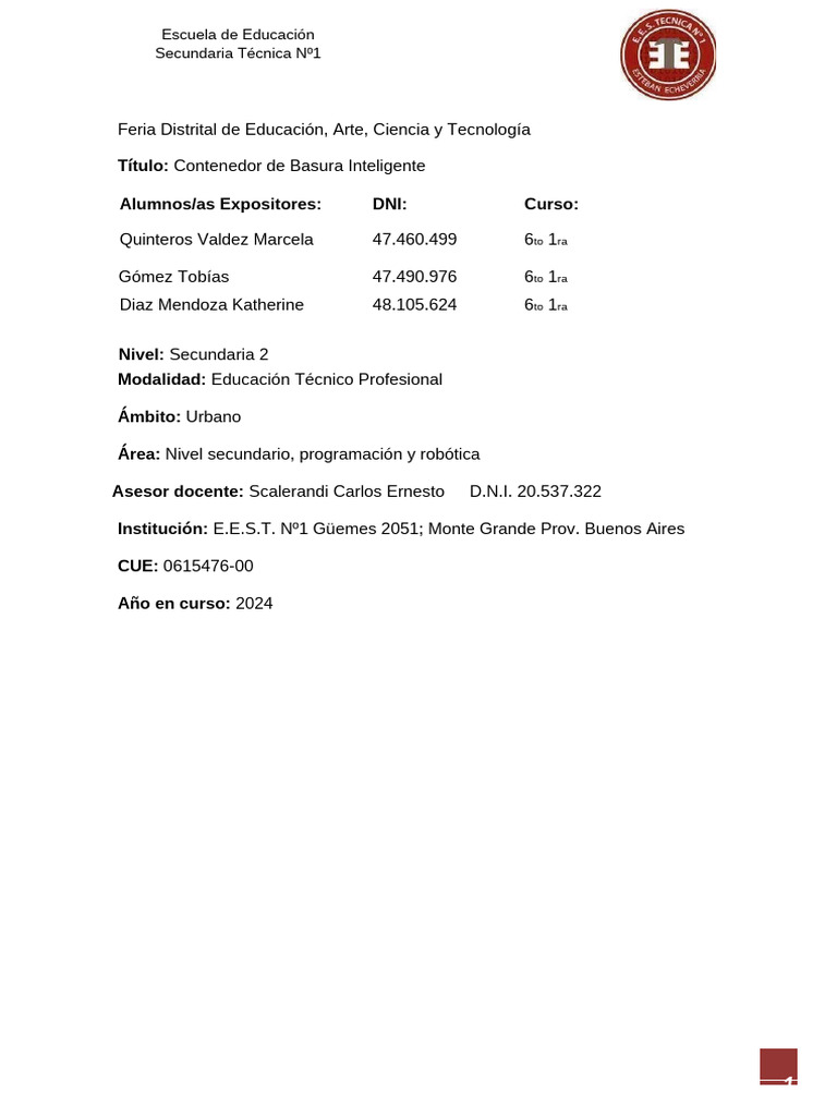Apartado II Informe CBI | PDF | Arduino | Residuos