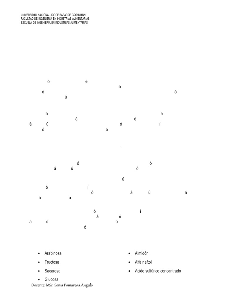 Practica N°07 Carbohidratos - Reacción de Molish 2018-11057 | PDF | Carbohidratos | Hidrólisis