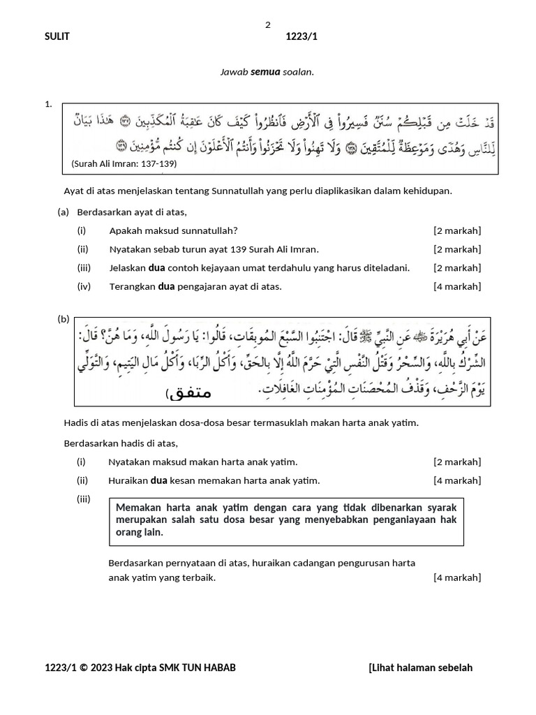 Soalan PPT PAI T4 2023 | PDF