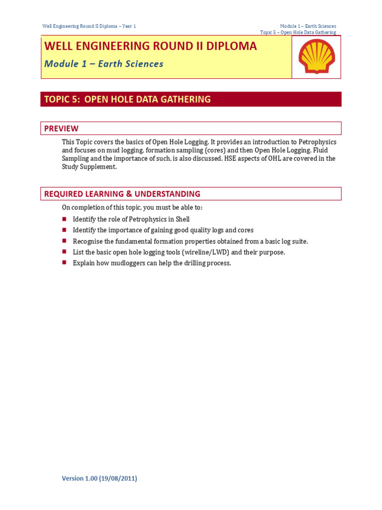 Topic 5 Open Hole Data Gathering | PDF | Science & Mathematics ...